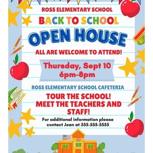 Back to School Flyer, School Open House Flyer, Editable School Flyer ...