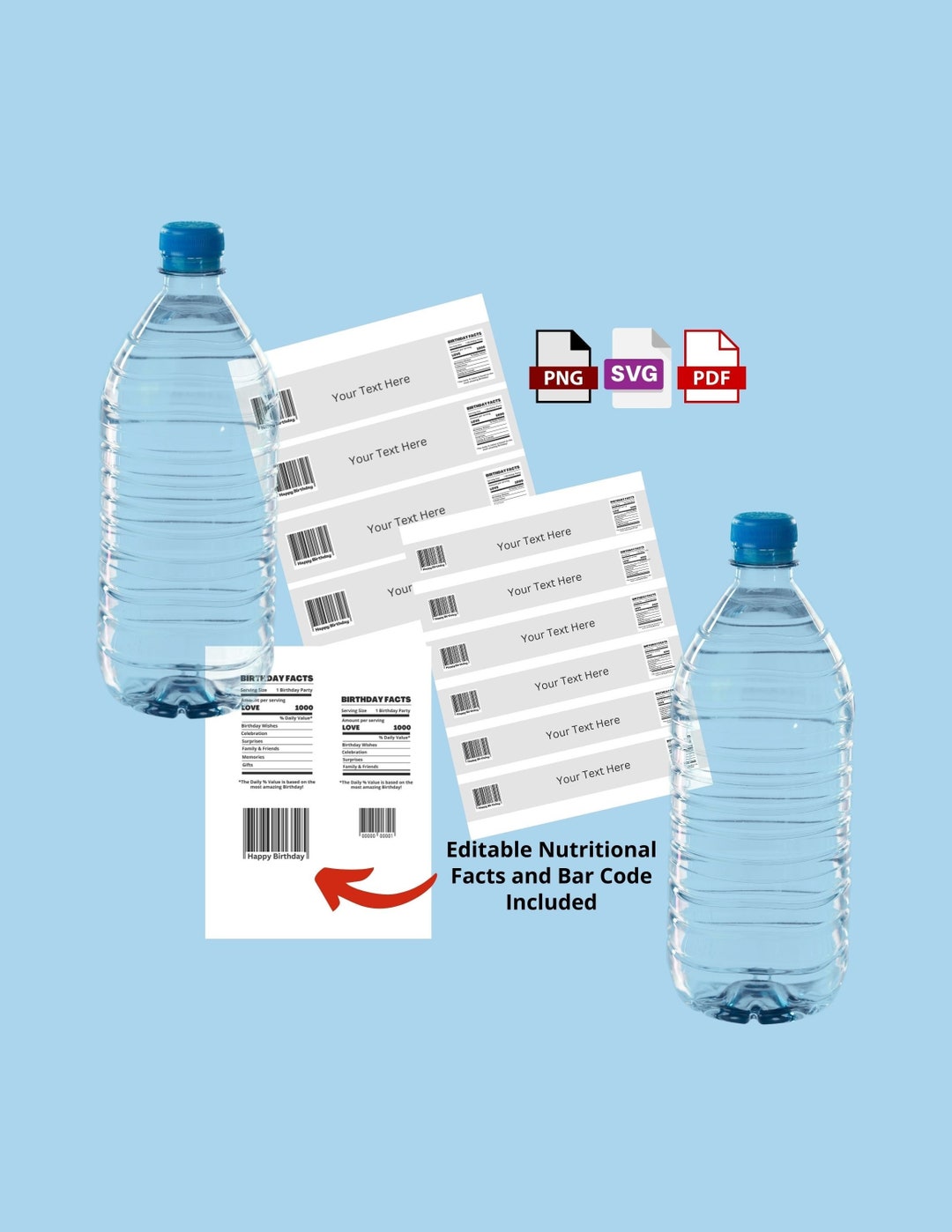 Water Bottle Label Template, Water Bottle Template, Blank Water Bottle ...