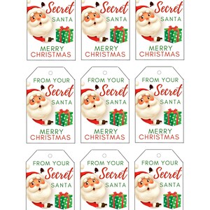 Secret Santa Tag, Printable Christmas Gift Tag, Santa Gift Tag, Secret ...