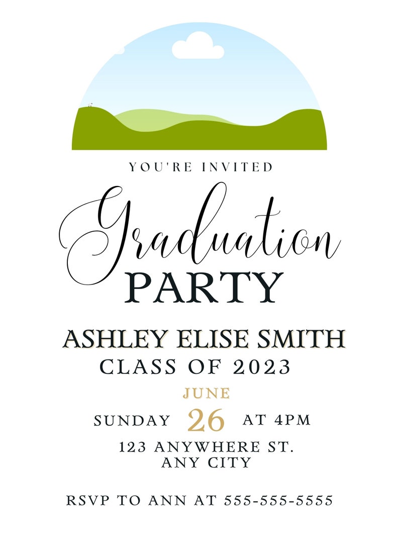 Editable Graduation Invitation Template, Graduation Party Invite, Grad ...