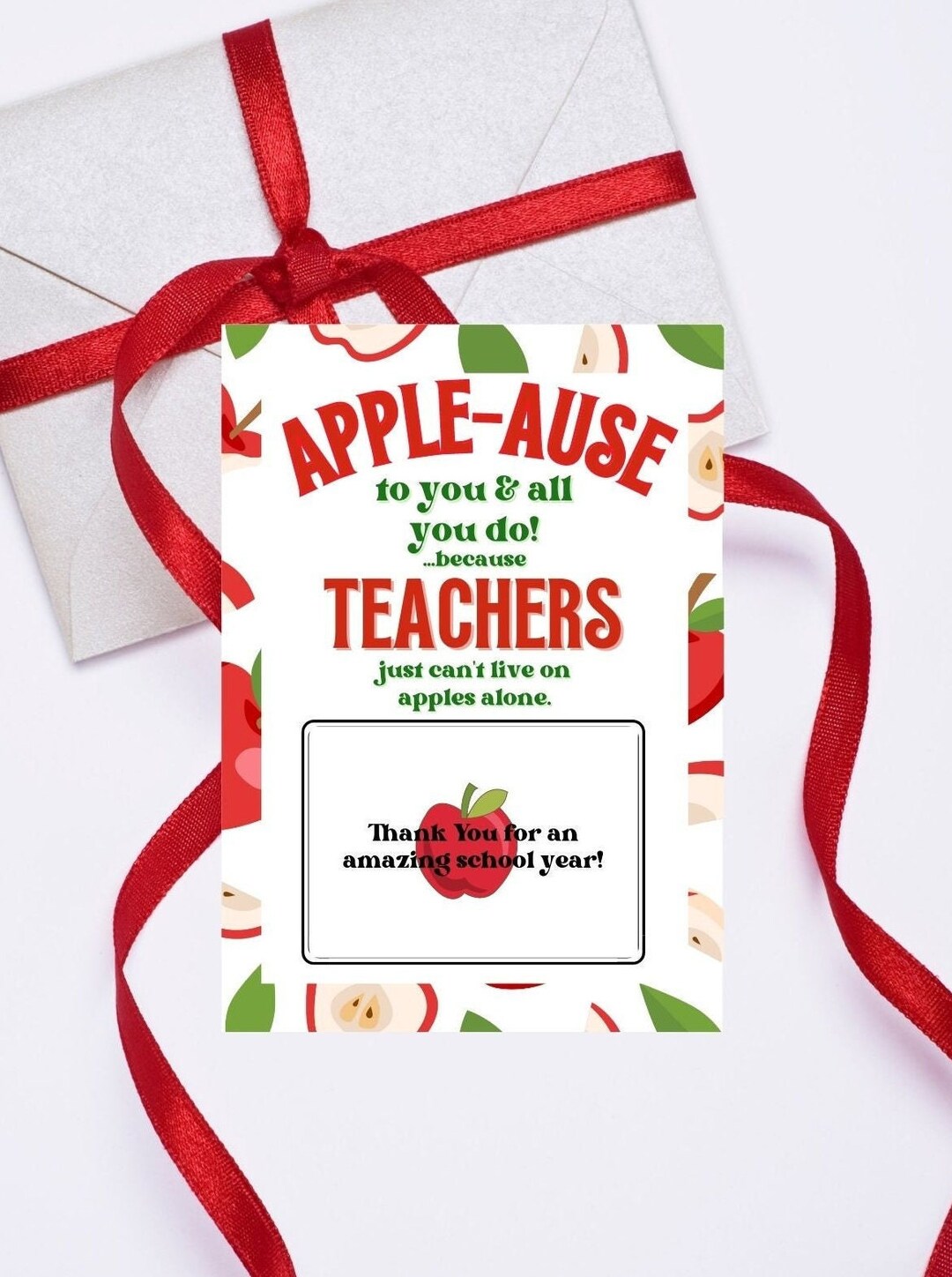 Teacher Appreciation Gift Card Holder, Apple Design (PDF) - Etsy