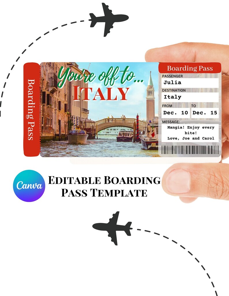 Editable Boarding Pass Template Printable Airplane Ticket Etsy 7990