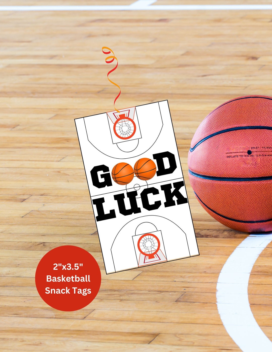 Basketball Tag, Basketball Treat Tag, Good Luck Tag, Basketball Snack ...