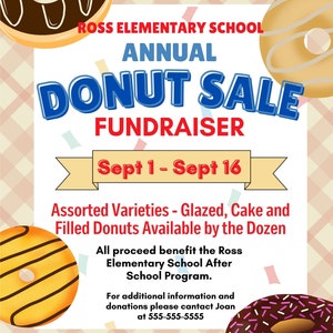 Donut Sale Flyer, Back to School Flyer, Editable Sale Template ...