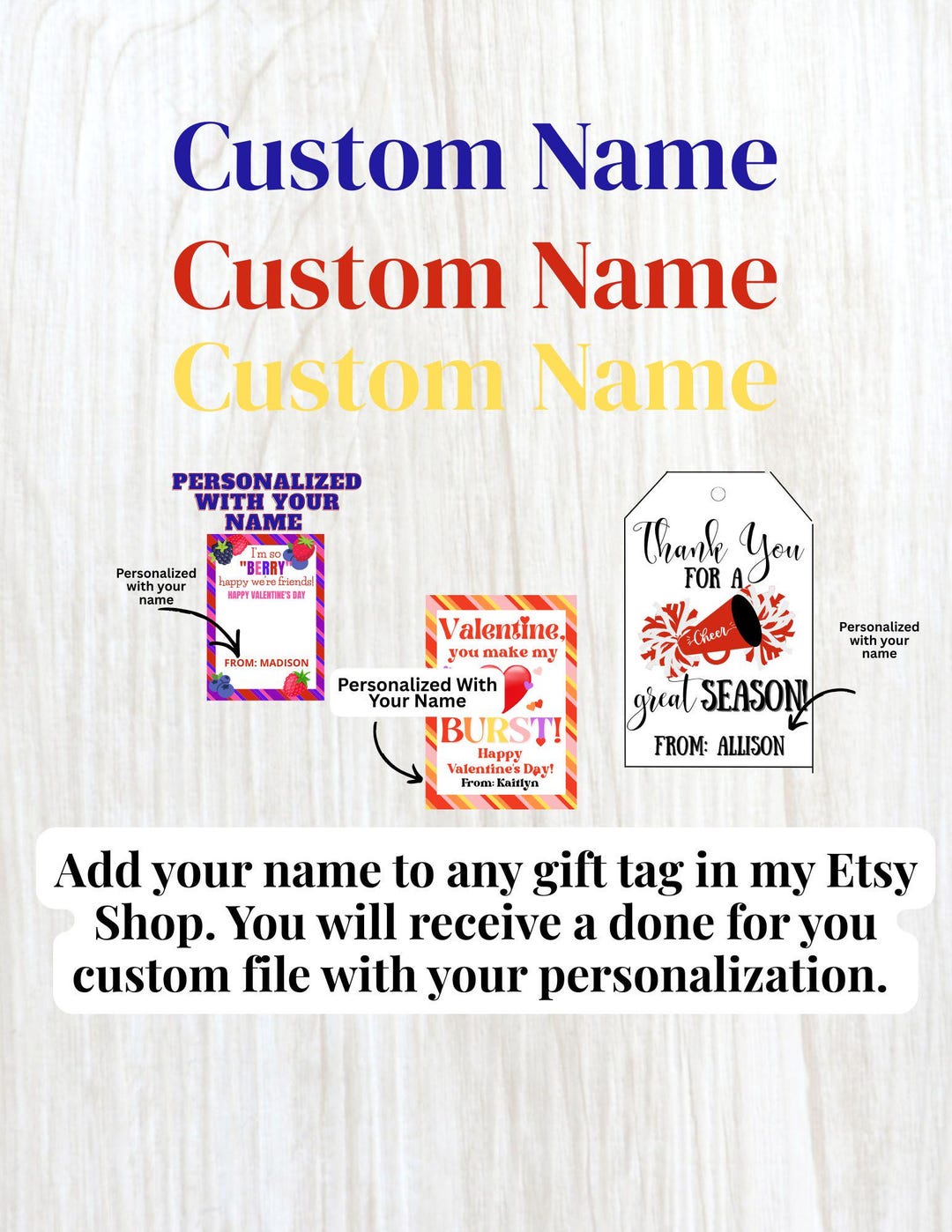 Printable Gift Tag, Add Your Name, Custom Gift Tag (PDF) Custom Name ...