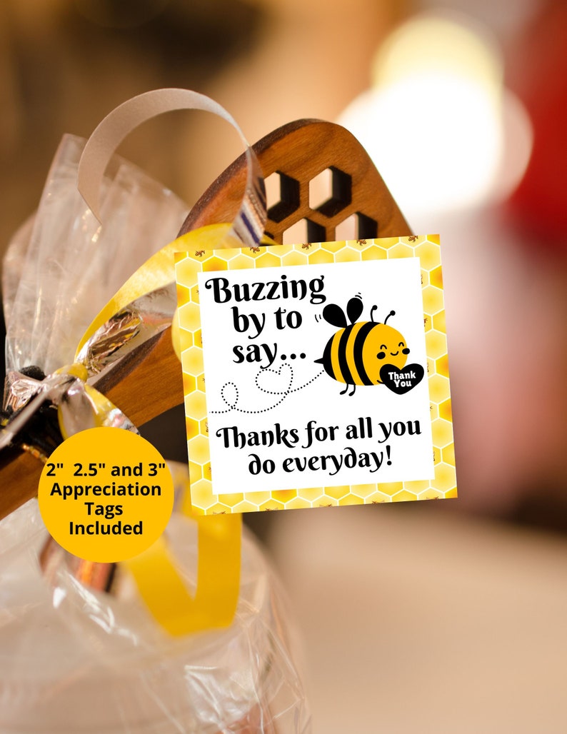 Printable Bee Appreciation Gift Tag, Teacher Thank You (PDF) - Etsy