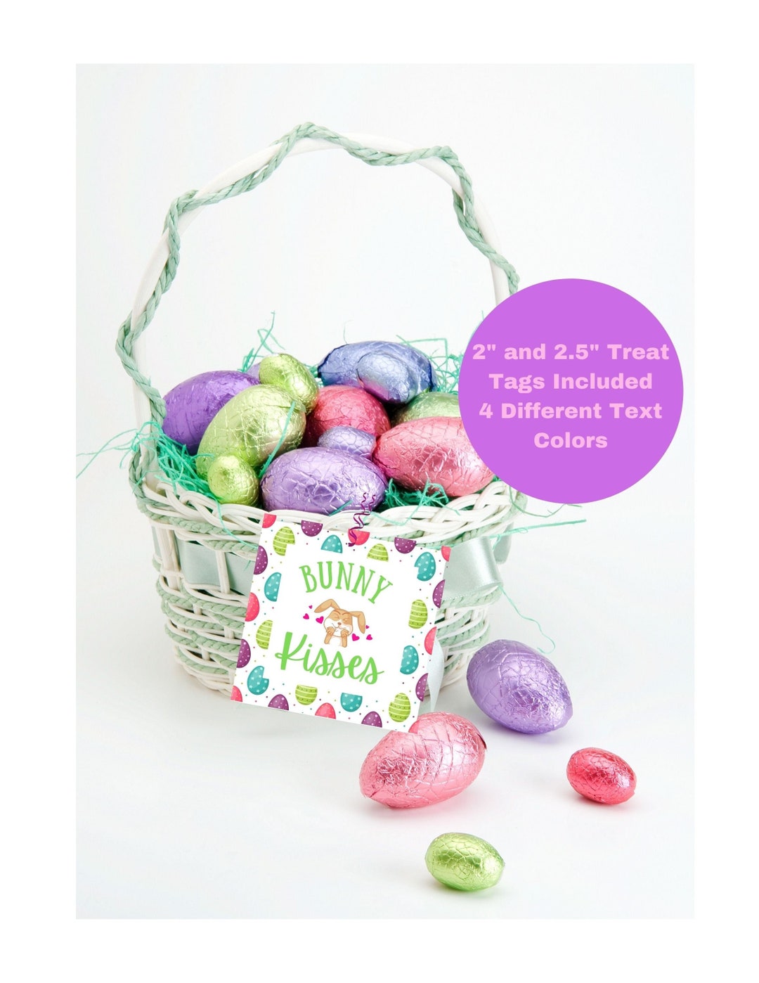 Easter Treat Tags, Easter Gift Tags, Bunny Kisses Treat Tags, Bunny ...