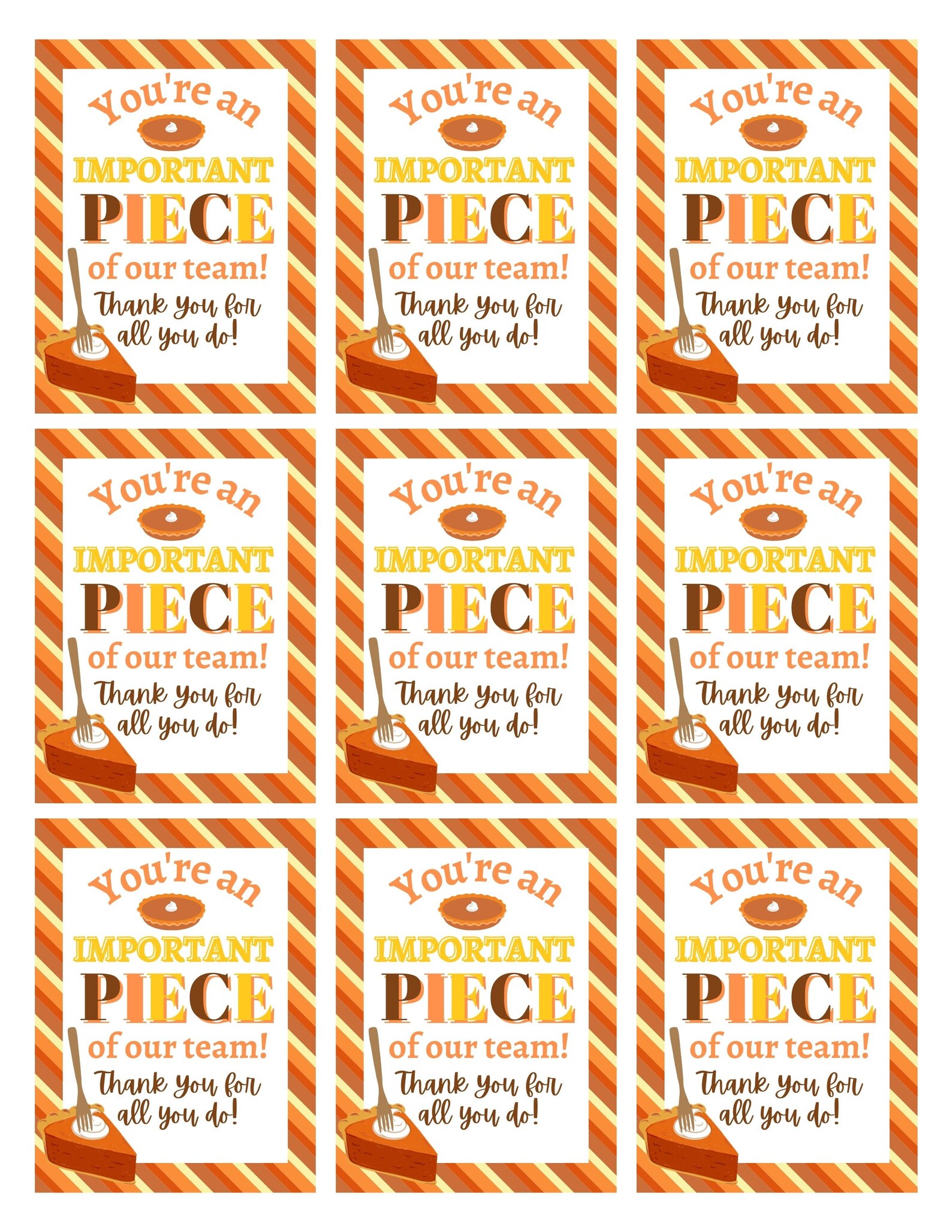 Fall Appreciation Gift Tags, Thank You Team, Printable (PDF) - Etsy