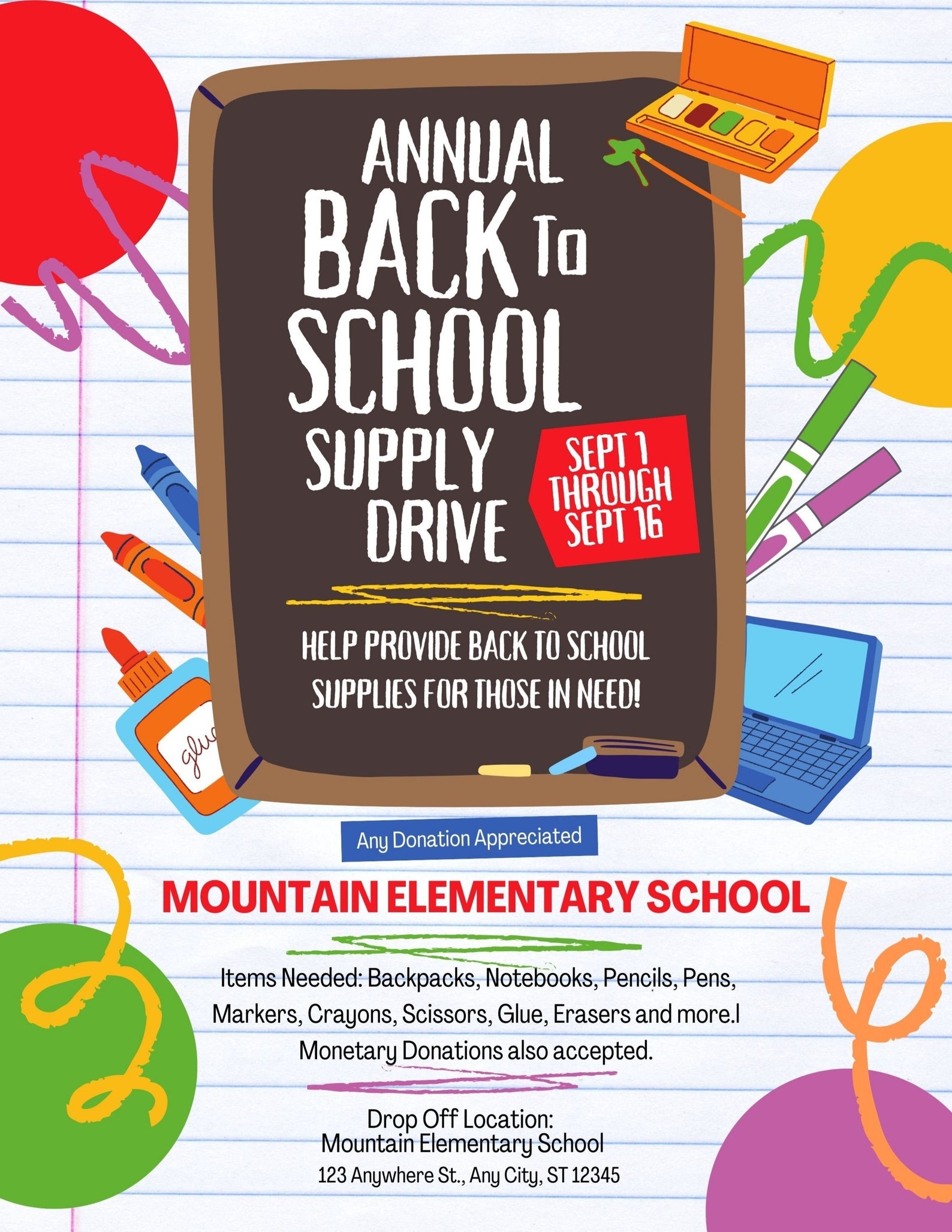 Back to School Flyer School Supply Drive Flyer Editable - Etsy