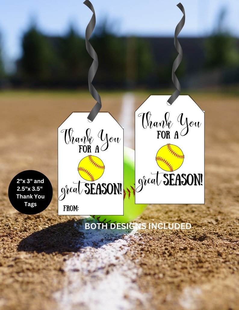 Printable Softball Thank You Gift Tags (digital Download) - Etsy