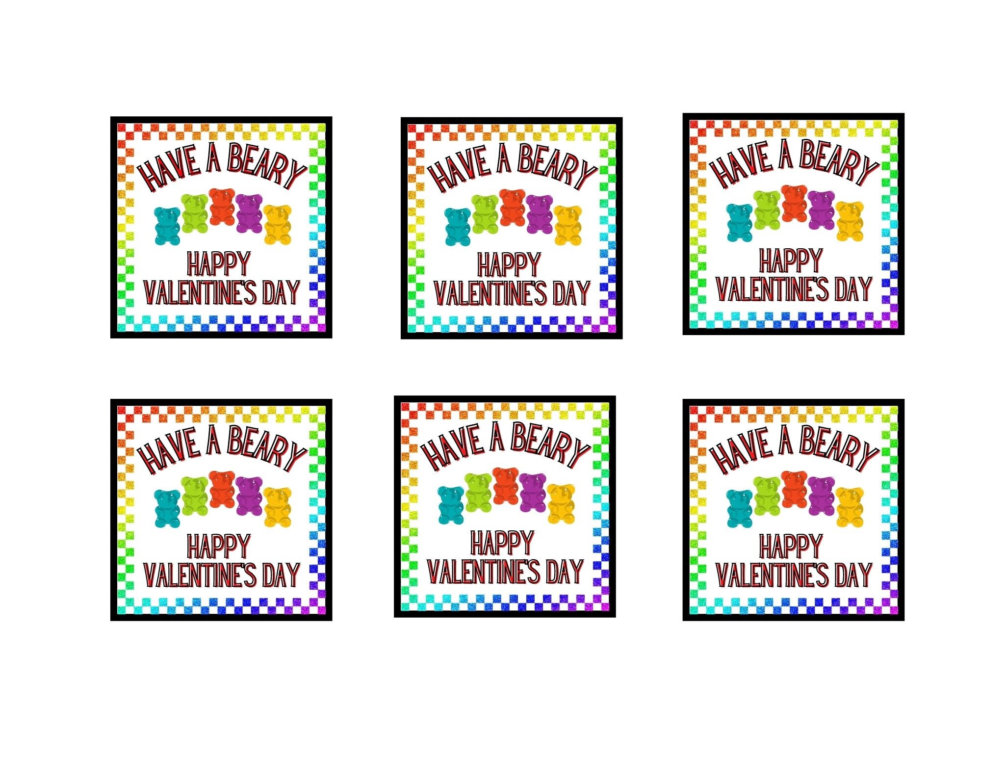 Gummy Bear Valentine Tag Printable Valentine Tag Valentine | Etsy