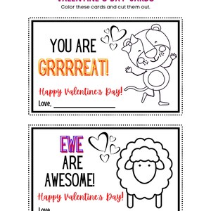 Valentine Cards for Kids, Printable Color Me Cards, Kids Valentine Card ...