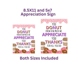 Appreciation Sign, Teacher Appreciation Sign, Donut Sign, Printable ...