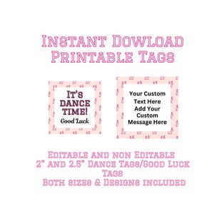 Editable Dance Tag, Dance Tag, Printable Dance Tag, Dance Snack Tag ...