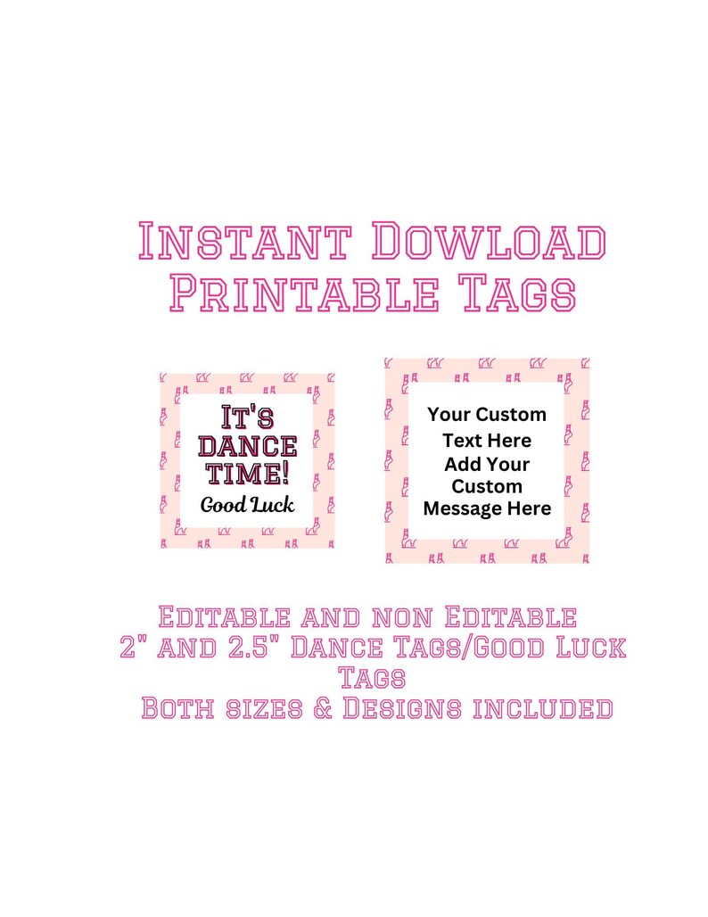 Editable Dance Treat Tag, Printable Favor Tag (PDF) - Etsy