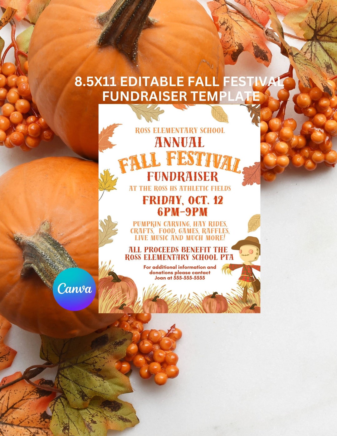 Fall Festival Flyer, Fall Flyer Template, Editable Fall Flyer Template ...