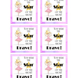 Dance Gift Tags, Dance Tags, Good Luck Treat Tags, Dance Snack Tags ...