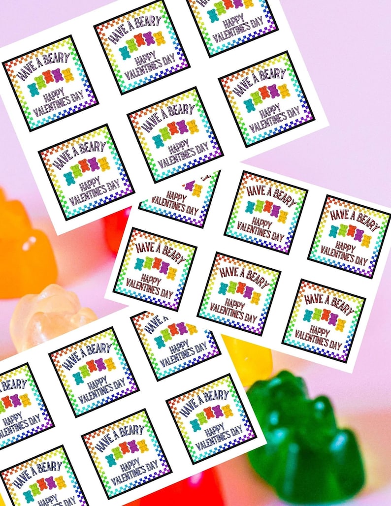 Gummy Bear Valentine Tag, Printable Candy Tag (PDF) - Etsy