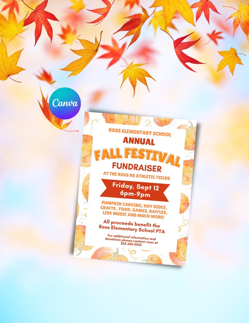 Editable Fall Festival Flyer Template, School Church Fundraiser ...