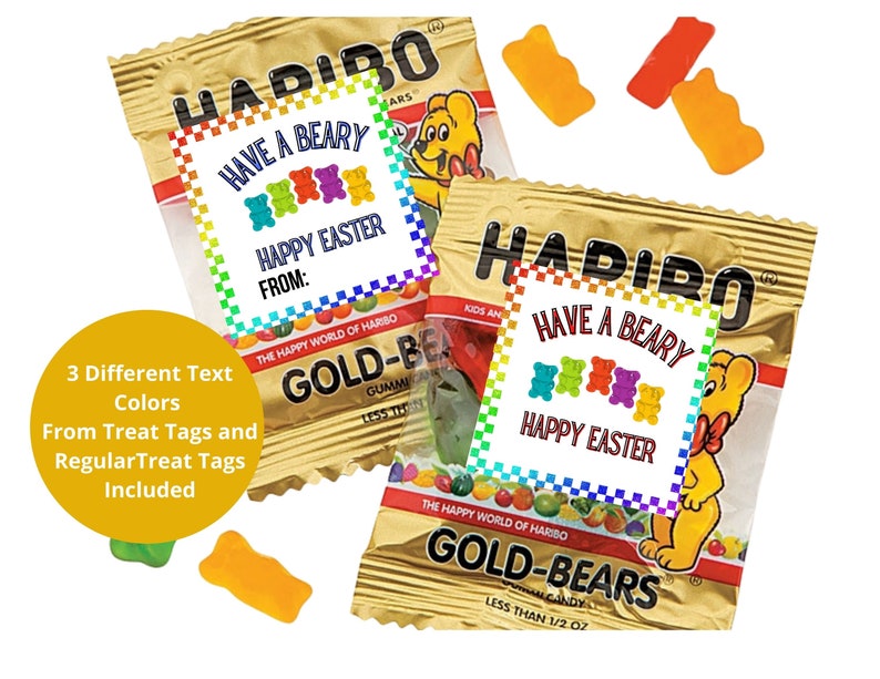 Easter Gummy Bear Treat Tag, Printable Gift Tag (PDF) - Etsy