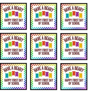 First Day of School Tags, Printable Gummy Bear Tags, Back to School ...