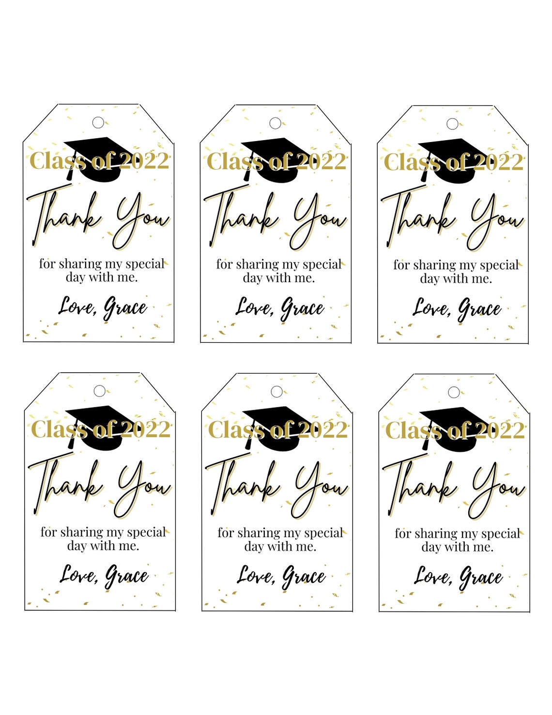 Graduation Thank You Tags Thank You Tag Editable Graduation - Etsy