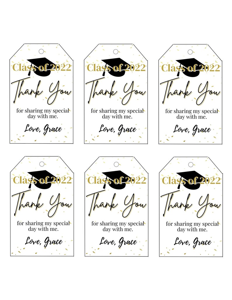 Graduation Thank You Tags, Thank You Tag , Editable Graduation Gift Tag ...
