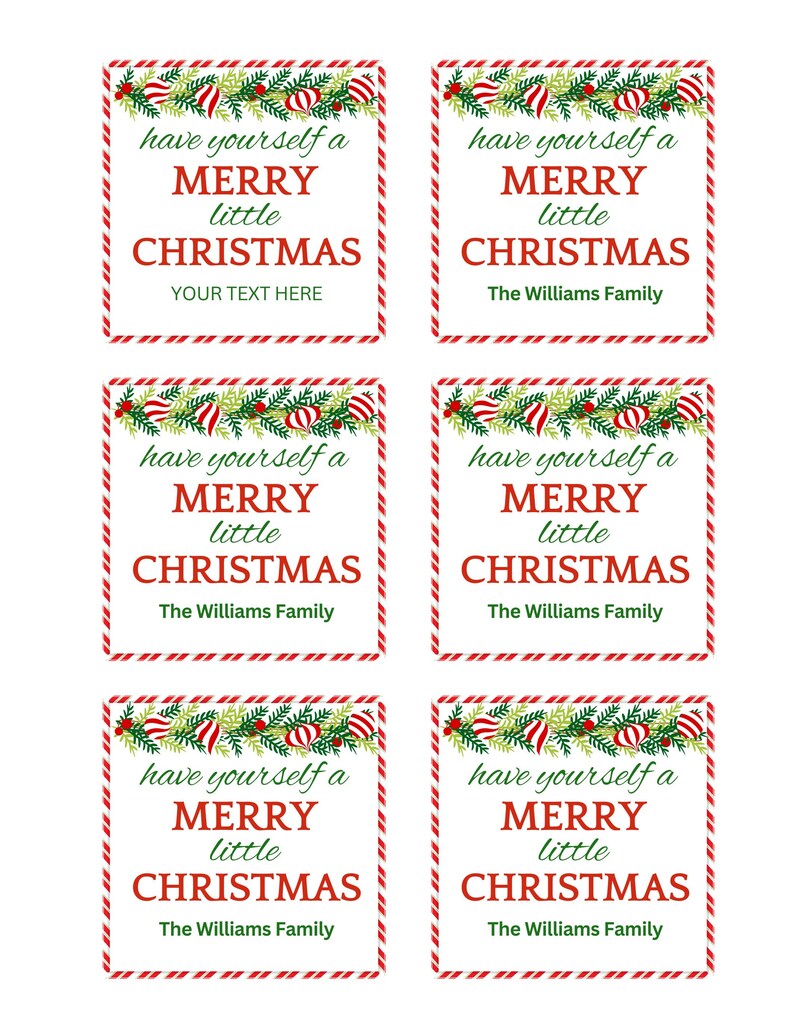 Editable Christmas Gift Tag Printable, Peppermint Design (PDF) - Etsy