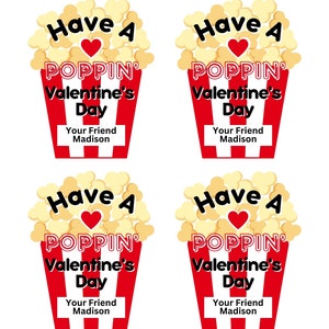 Editable Popcorn Valentine Tag, Popcorn Valentine Printable, Valentine ...