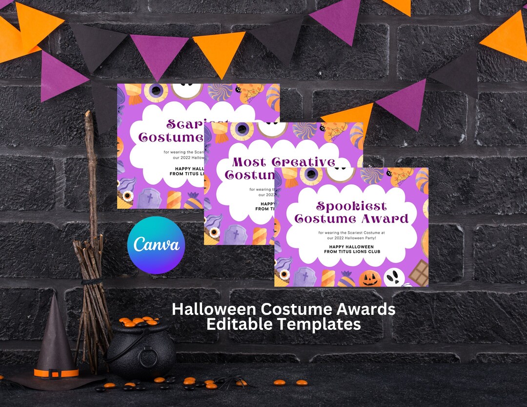Halloween Costume Awards, Halloween Awards Template, Costume Party ...