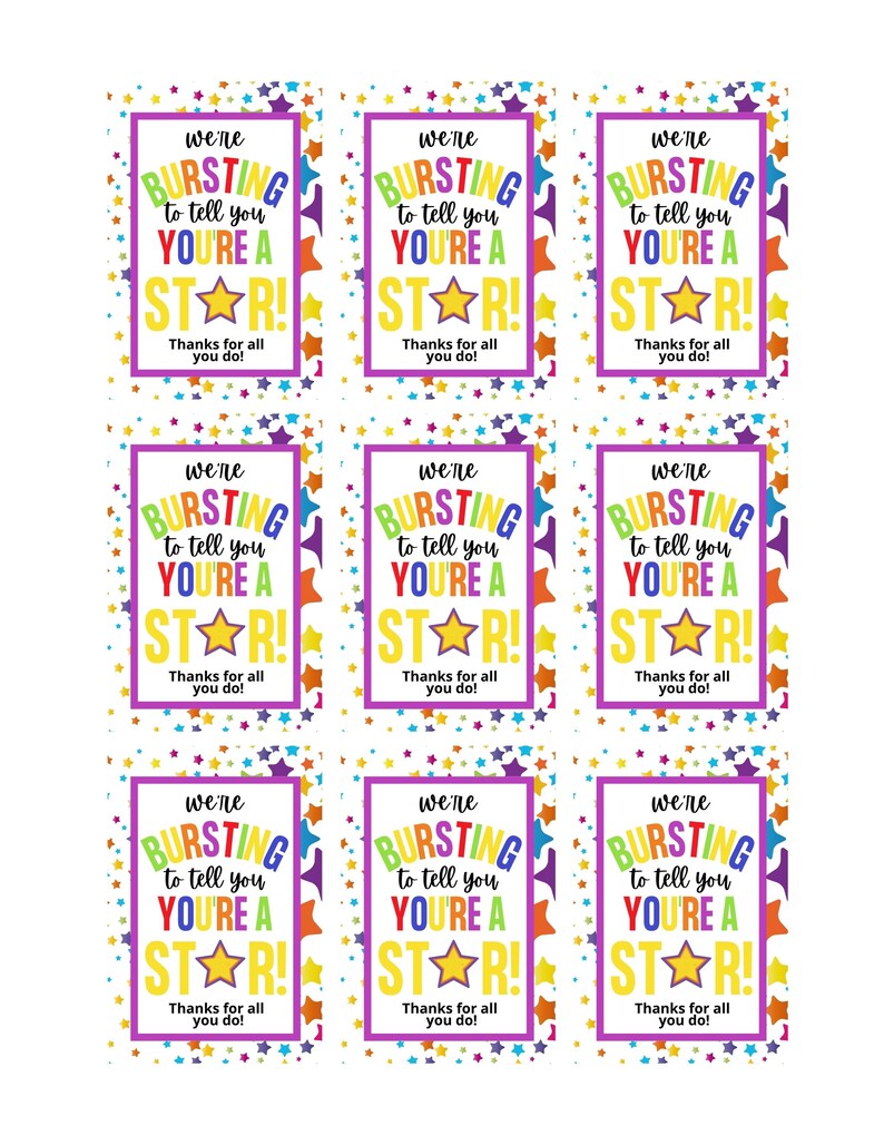 Printable Thank You Gift Tags, Teacher Staff Nurse Appreciation (PDF ...