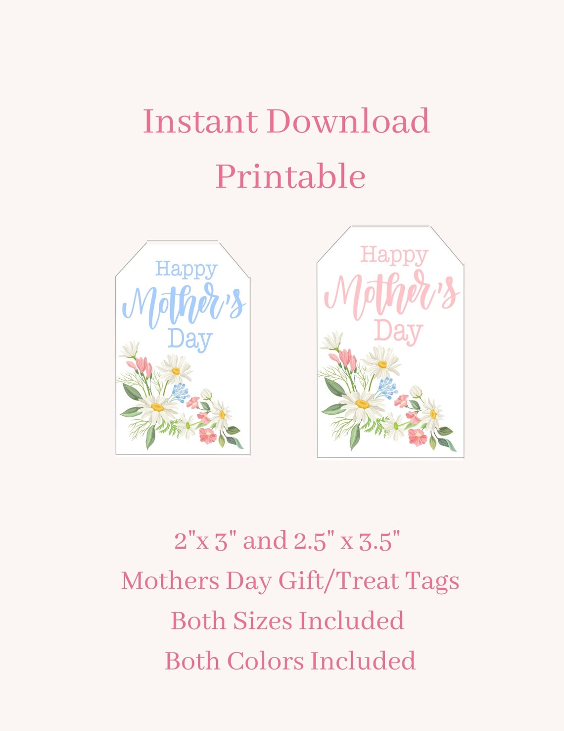 Floral Mother's Day Gift Tag, Printable Mother's Day Gift Tag, Mom ...