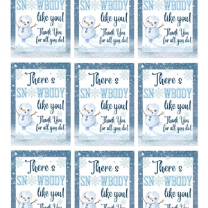 Christmas Gift Tag Printable, Snowman Tag, Snowman Gift Tag, Thanks ...