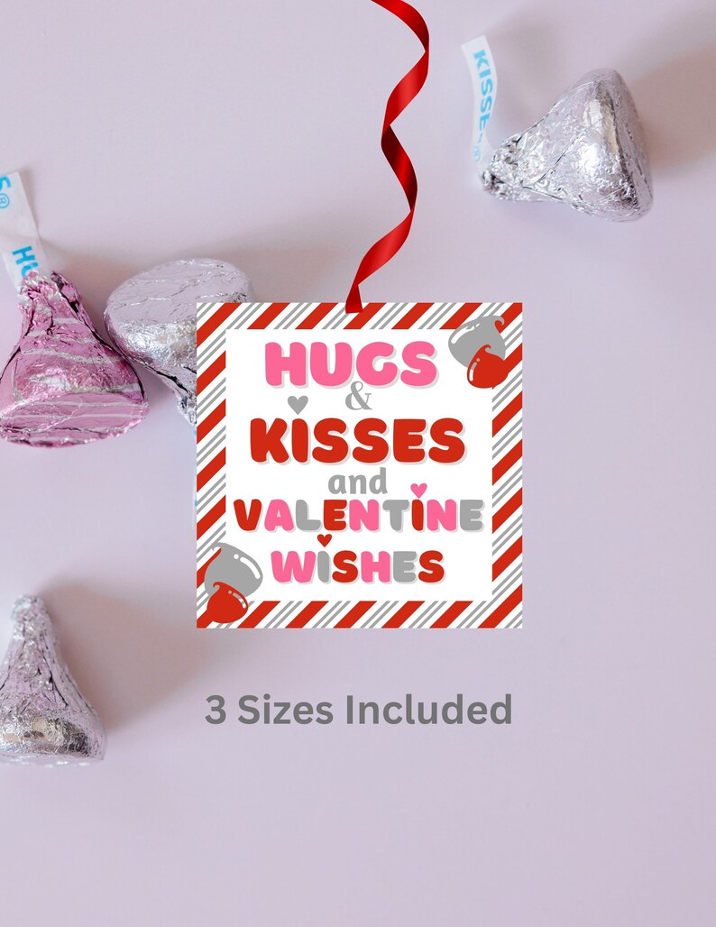 Printable Valentine's Day Gift Tag, Hugs Kisses Design (PDF) - Etsy UK