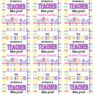 Teacher Appreciation Gift Tag, Easter Treat Tags, Editable Easter Treat ...