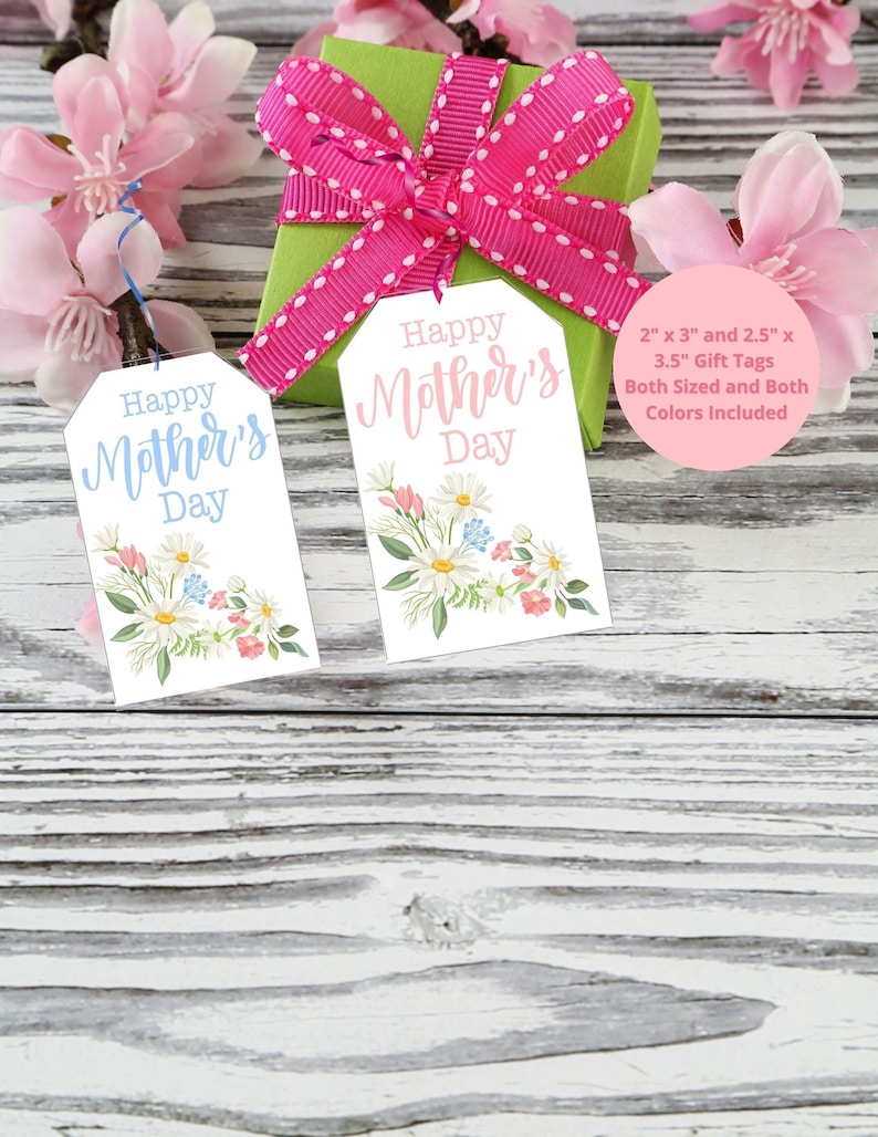 Floral Mother's Day Gift Tag, Printable Mother's Day Gift Tag, Mom ...