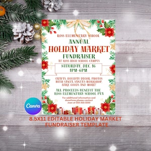 Christmas Market Flyer, Holiday Market Flyer, Editable Holiday Flyer ...