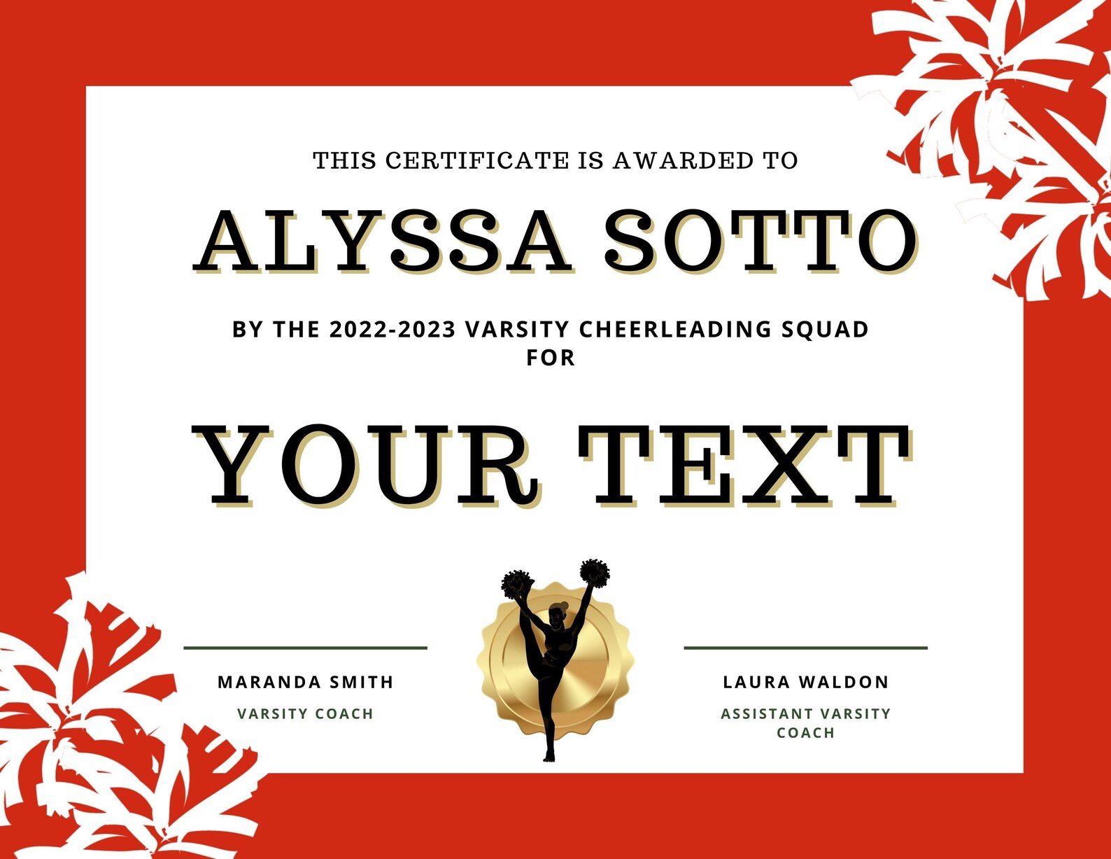 Cheerleading Award Certificate End of Season Cheerleading - Etsy