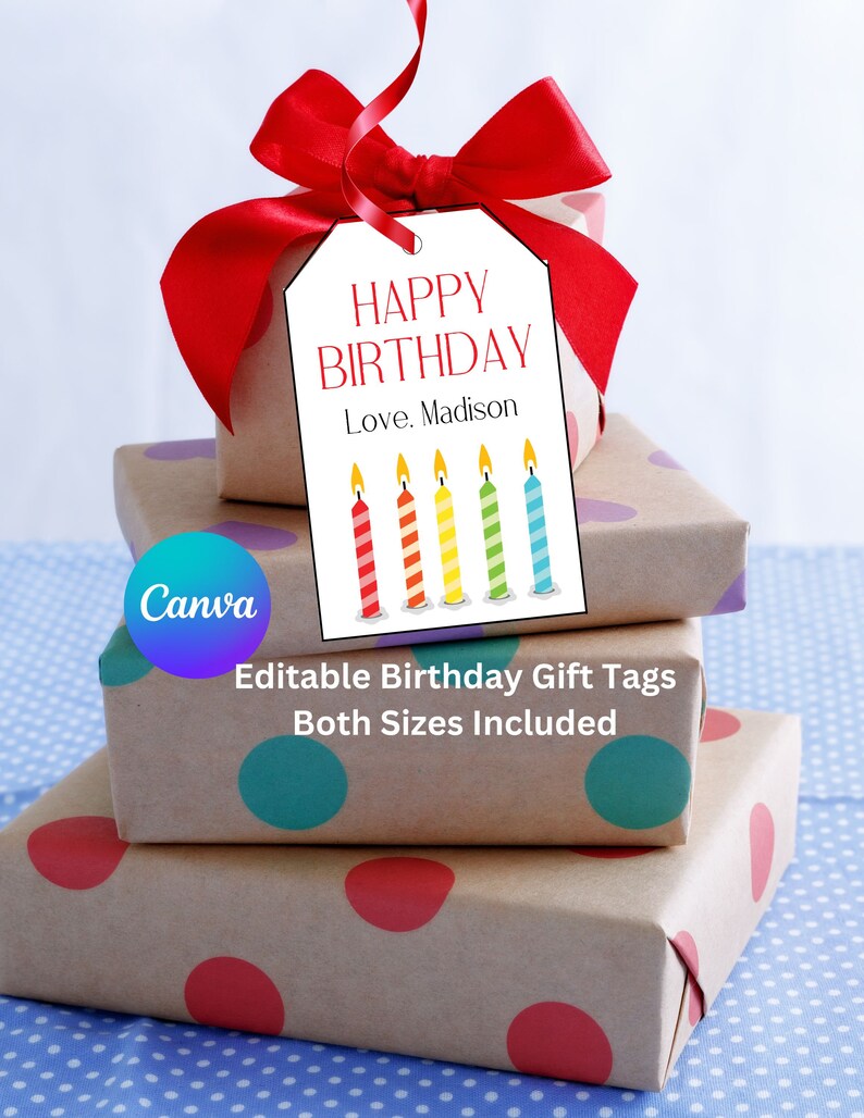 Editable Birthday Gift Tag Happy Birthday Gift Tag Birthday - Etsy