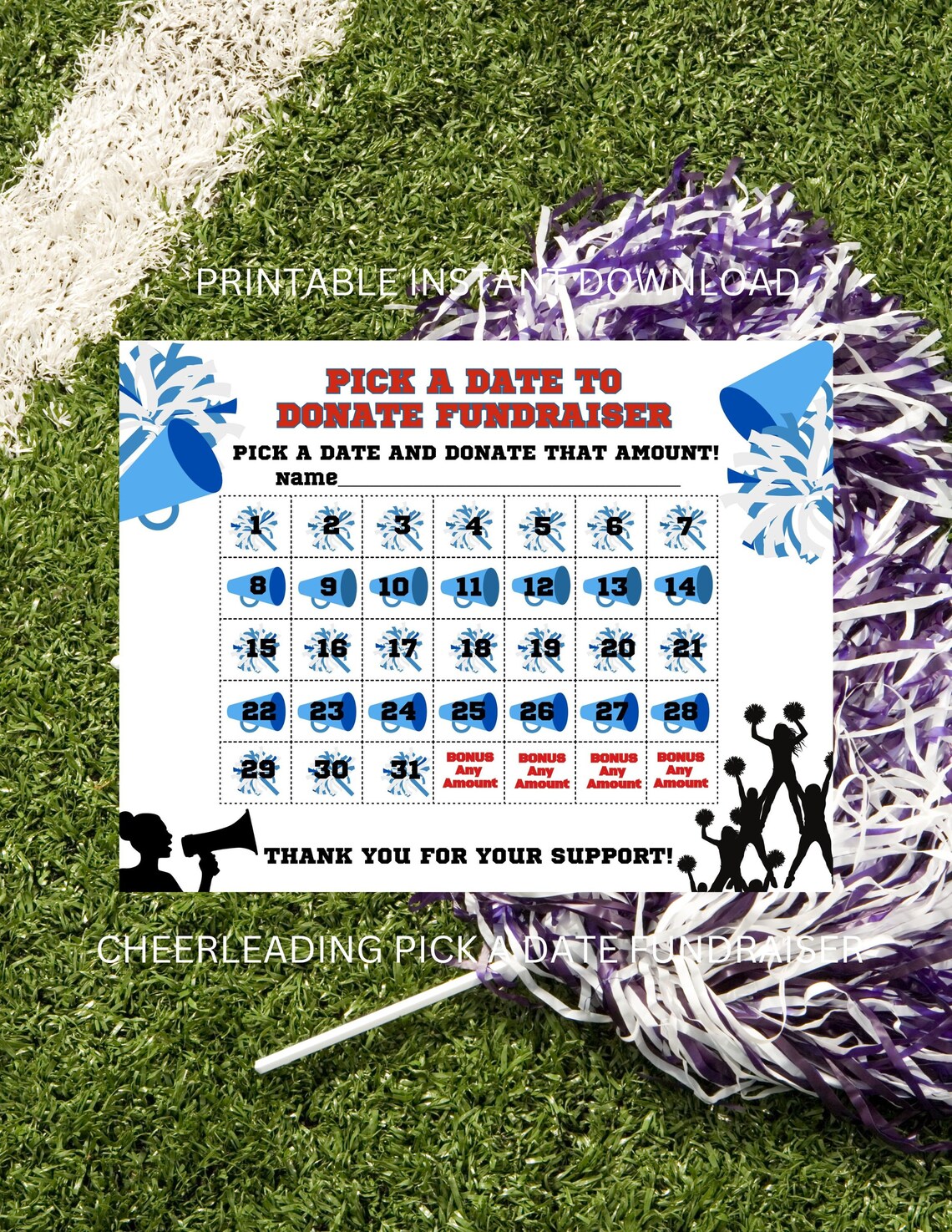Cheerleading Calendar Fundraiser, Pick a Date Flyer (printable PDF) - Etsy