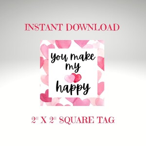 Valentine Treat Tags, Printable Goodie Bag Tags, Printable Cookie Tags ...