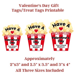 Editable Popcorn Valentine Tag, Popcorn Valentine Printable, Valentine ...