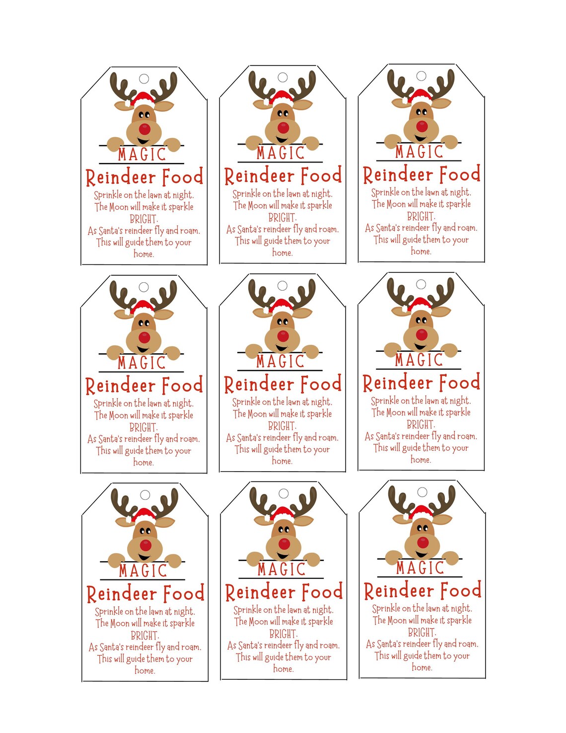 Magic Reindeer Food Christmas Tags, Printable Gift Tags (PDF) - Etsy