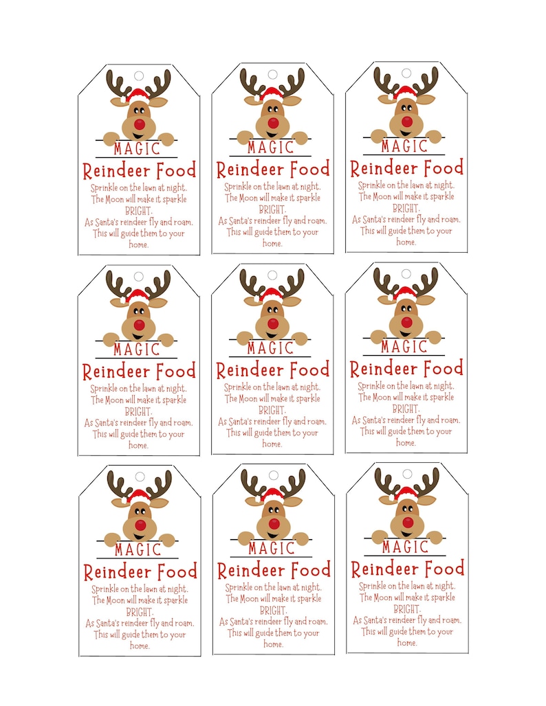 Magic Reindeer Food Tags, Reindeer Food Tag, Reindeer Food, Printable ...