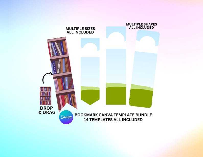 Editable Bookmark Template Bundle Bookmark Canva Template DIY Bookmark ...