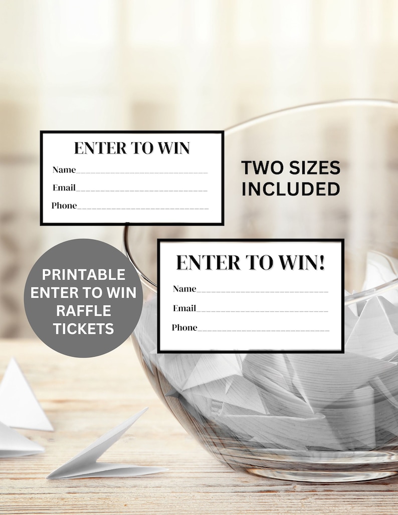 Printable Raffle Ticket Form, Fundraiser Giveaway (PDF) - Etsy