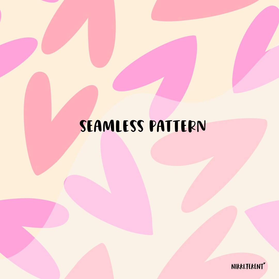 Heart Seamless Pattern, Pink Print Design (300 Dpi PNG Download) - Etsy