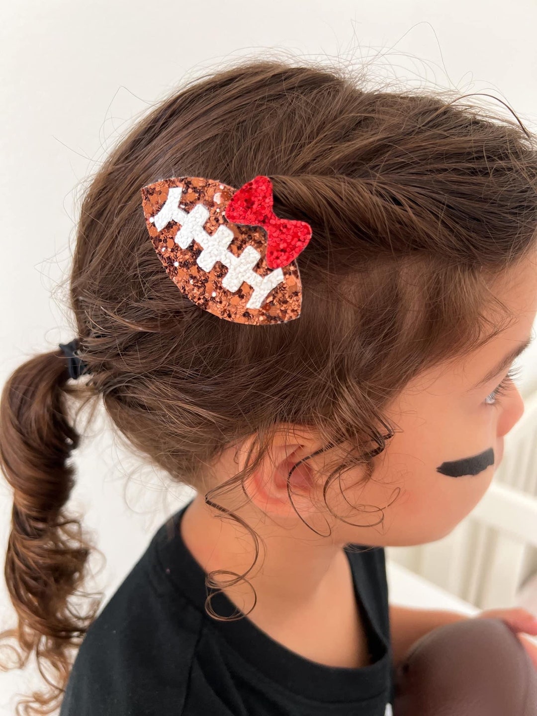 Glitter Football Hair Clip, Football Hair Bow, Football Teams Hair Clip ...