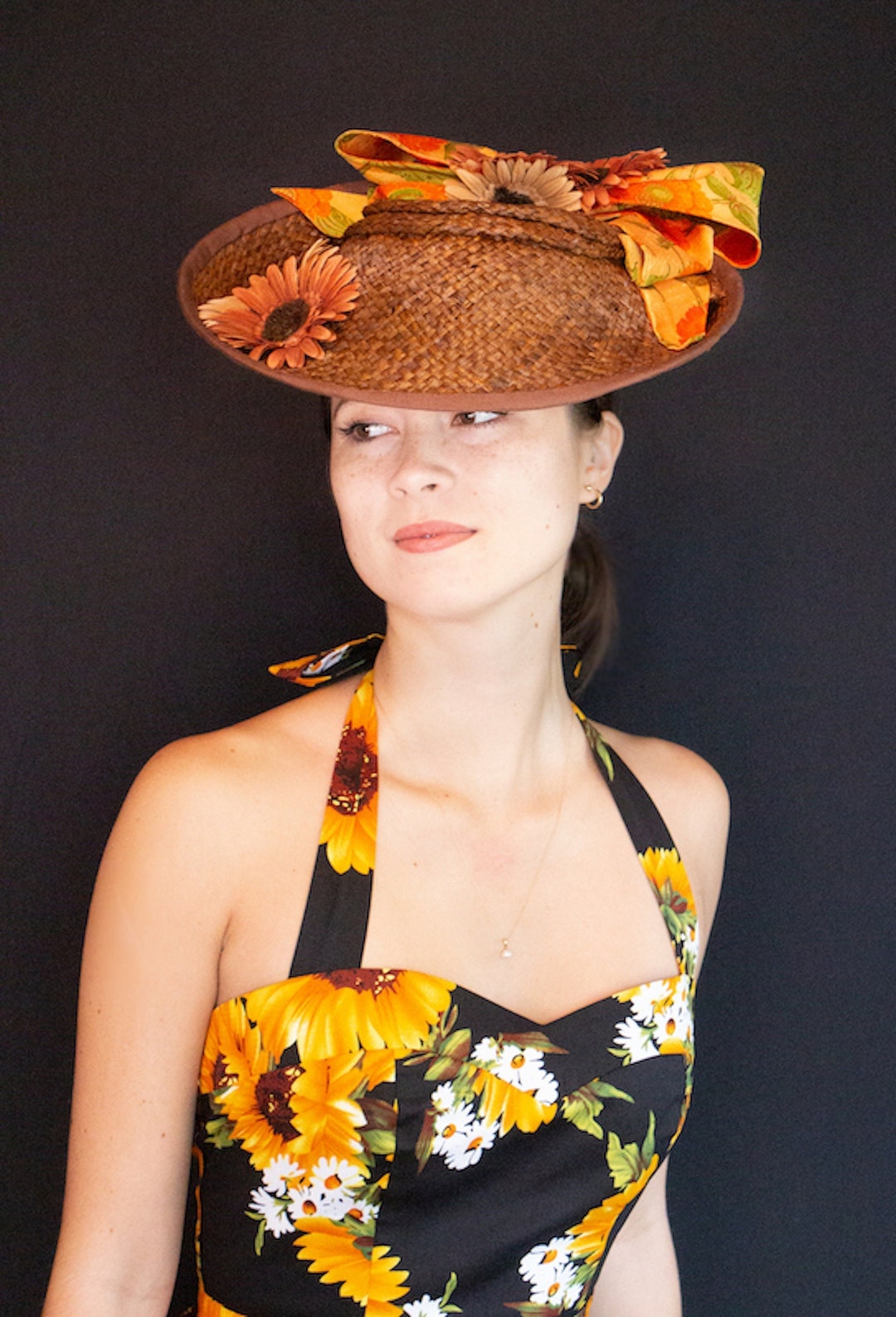 Summer Daisy Brown Straw Fascinator With a Built in Brim Summer, Fall ...
