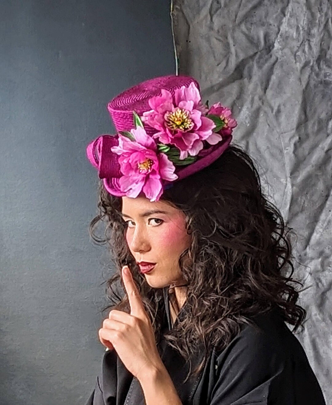 A Walk in Harlow Hand Dyed Violet Miniature Top Hat With Handmade Silk ...